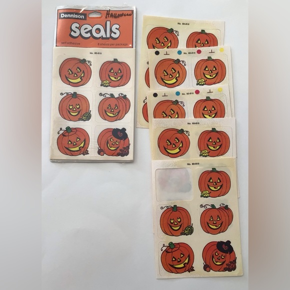 dennison | Holiday | Vintage Dennison Halloween Pumpkin Sticker Seals 8 ...